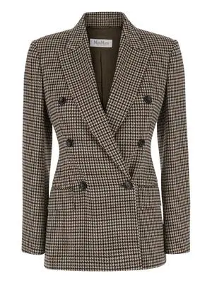 Max Mara Eccelso Double-breasted Wool Blend Houndstooth Jacket - Multicolor