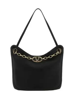 Valentino Garavani VALENTINO GARAVANI Leather Vlogo Moon Shopping Bag Black