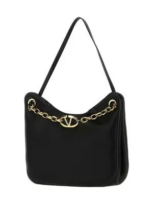 Valentino Garavani Leather Vlogo Moon Shopping Bag - Black