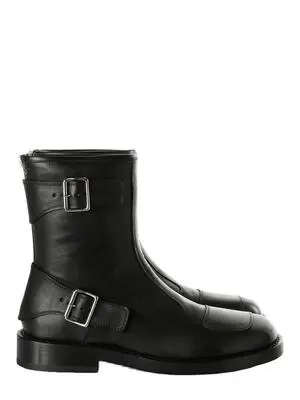 ANN DEMEULEMEESTER Leather Buckled Zip Boots - Black