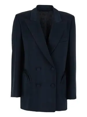 BLAZÉ MILANO Blaze Milano Women 'Zenith' Blue Double-Breasted Jacket With Peak Revers In Viscose Blend For Women