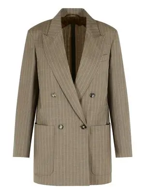 Max Mara Oversize Pinstriped Wool Blazer - Cream