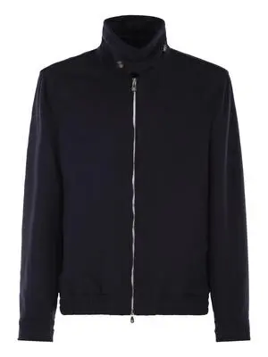 Brunello Cucinelli Virgin Wool Stand Collar Bomber Jacket - Blue