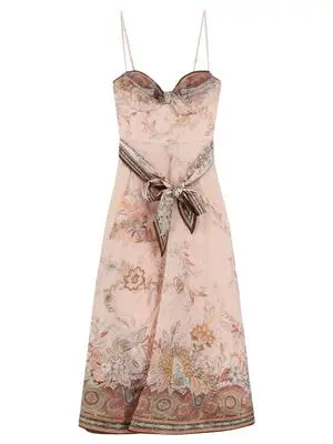 Zimmermann Alchemy Silk And Linen Blend Midi Dress - Multicolor