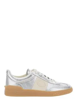 Valentino Garavani Upvillage Crosta And Nappa Leather Sneakers - Silver