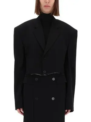Balenciaga Single Breasted Cut Off Jacket - Black