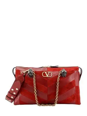 Valentino Garavani Panthea Suede And Leather Crossbody Bag - Multicolor