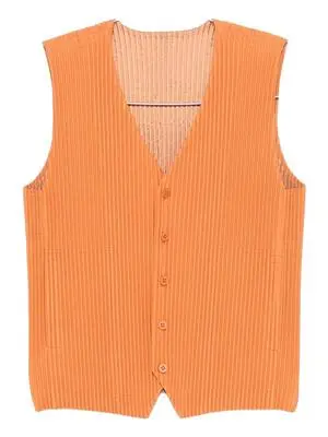 Issey Miyake ISSEY MIYAKE Pleated V-Neck Waistcoat Multicolor