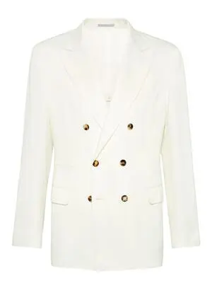 Brunello Cucinelli Linen Blend Double-breasted Jacket - Multicolor