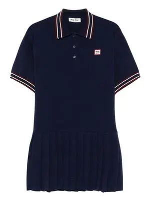 Miu Miu Short Pleated Polo Dress - Blue