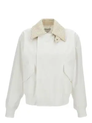 Bottega Veneta Cotton Jacket With Intrecciato Collar - Multicolor