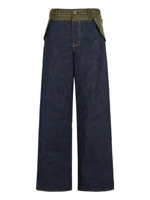 Sacai SACAI Cotton Denim Wide Leg Jeans Blue