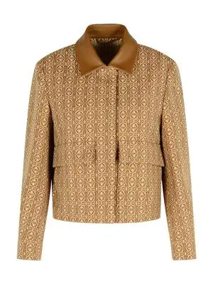 Max Mara Viborg' Camel Cotton Jacquard Jacket - Brown