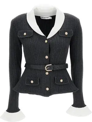 SELF-PORTRAIT Ribbed Knit Cardigan - Multicolor