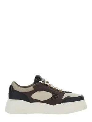 Fendi FENDI Leather Force Sneakers With FF Jacquard Details Multicolor