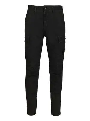 Stone Island Cargo Trousers In Broken Cotton Twill - Black