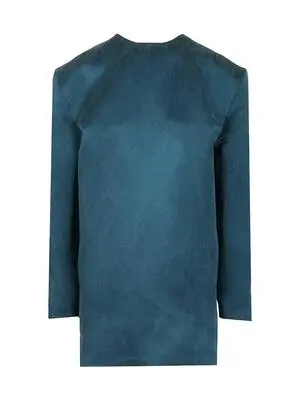 Saint Laurent SAINT LAURENT Stonewashed Silk Satin Boxy Dress Blue