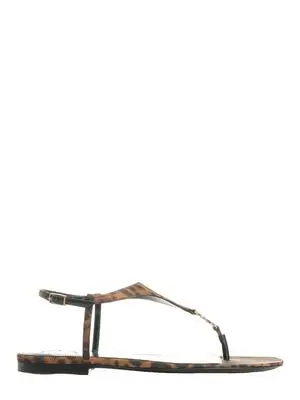 Saint Laurent Flat Leopard-print Sandals - Brown