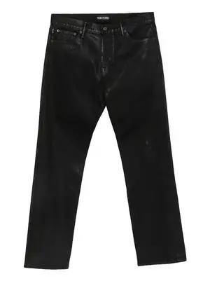 TOM FORD Straight-leg Coated Trousers - Black
