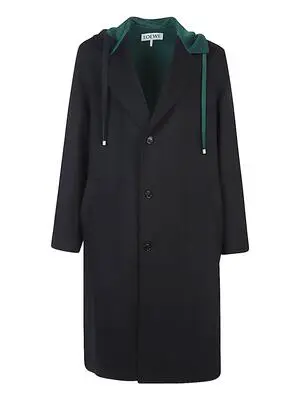 Loewe Wool And Cashmere Blend Hooded Coat - Multicolor