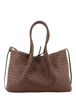 Bottega Veneta Pinacoteca Leather Handbag With Intrecciato Motif - Multicolor