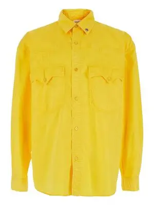 Versace Yellow Shirt With Button-down Collar And Two Patch Pockets On The Front In Cotton For - Multicolor