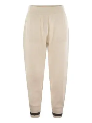 Brunello Cucinelli English Rib Cashmere Knit Trousers - White
