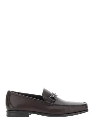 FERRAGAMO Gancini Detail Loafers - Brown