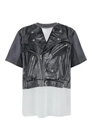 Balmain Balmain Men Black And White Crewneck T-Shirt With Layered Design In Cotton Man Multicolor