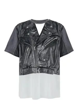 Balmain Balmain Men Black And White Crewneck T-Shirt With Layered Design In Cotton Man Multicolor