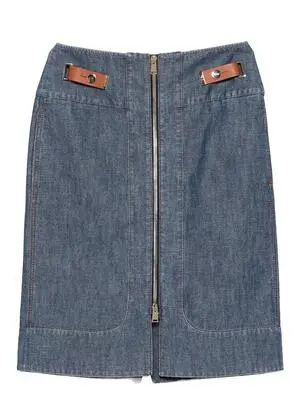 Fendi Cotton Denim Midi Skirt - Blue