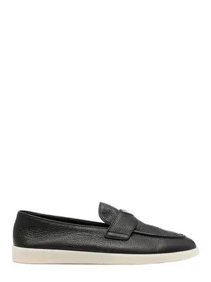 Prada Pebble-grain Leather Loafers - Black