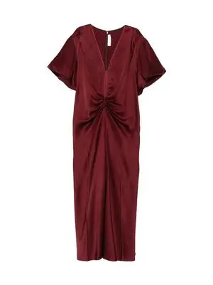 Victoria Beckham V-neck Short Sleeves Evening Dress - Red