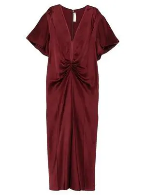 Victoria Beckham V-neck Short Sleeves Evening Dress - Red