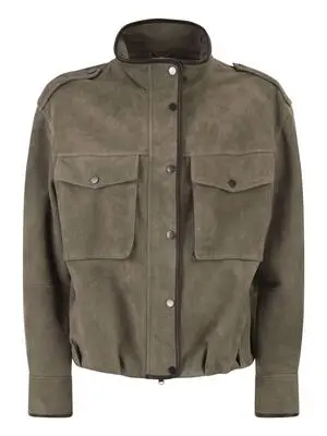 BRUNELLO CUCINELLI Brunello Cucinelli Women Suede Utility Jacket With Patch Pockets