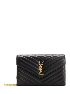 Saint Laurent Cassandre Wallet On Chain - Black