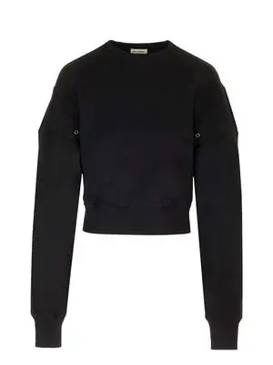 Saint Laurent Cropped Sweatshirt - Black
