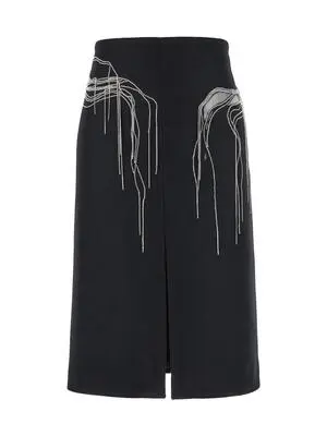 Dries Van Noten Shelda Beaded Wool Blend Midi Skirt - Multicolor