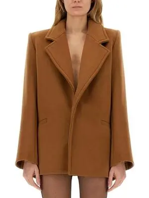 Saint Laurent SAINT LAURENT Short Wool Coat Cream