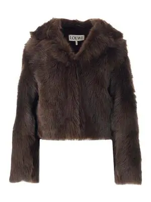 Loewe Shearling Hooded Jacket - Brown