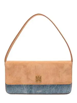 Amiri Suede And Denim-effect Shoulder Bag - Brown