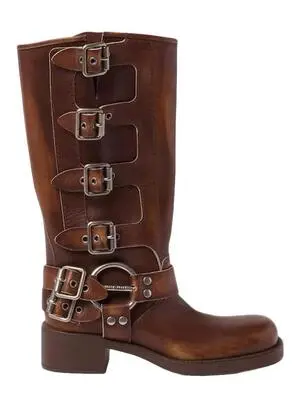 Miu Miu Leather Boots - Brown