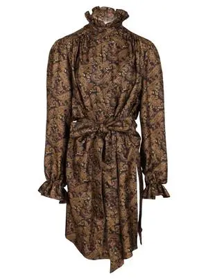 Saint Laurent Silk Twill Dress - Brown