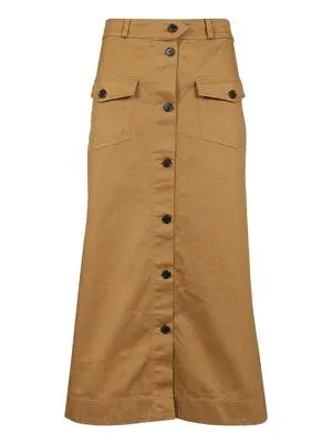 Saint Laurent Cotton Midi Skirt - Brown