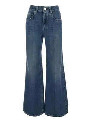 Brunello Cucinelli BRUNELLO CUCINELLI Monil-Embellished Wide Leg Jeans Multicolor