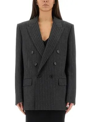 Saint Laurent Saint Laurent Cassandre Double-Breasted Jacket Gray