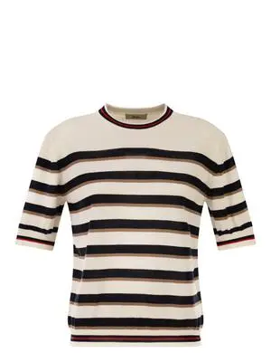 Herno Short-sleeved Striped Cotton Jumper - Multicolor