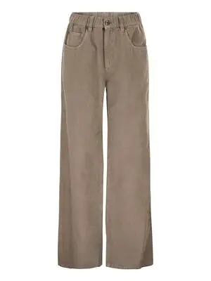 Brunello Cucinelli Contemporary Trousers In Cotton And Linen - Brown