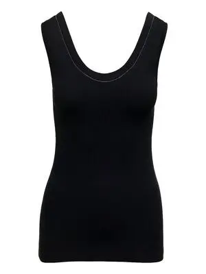 Brunello Cucinelli Monile-detailed Cotton Tank Top - Black