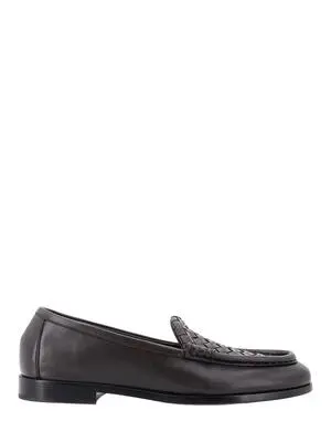 Bottega Veneta Silenzio Leather Loafers With Intrecciato Motif - Multicolor